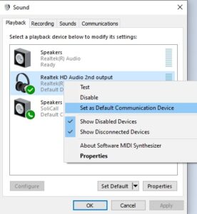 After installing SoliCall Pro my microphone or my speakers don’t work ...
